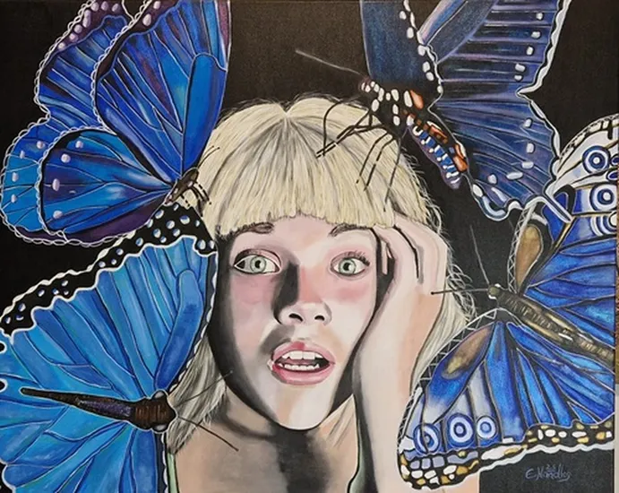 Original Painting by Handlos Erich Maddie with the night butterflies ...